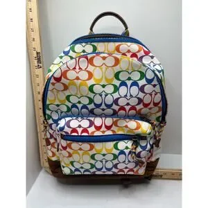 Bags | Coach Mini Court Backpack Womens Rainbow Signature Pebbled ...